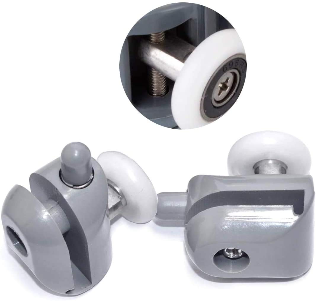 Queta 8Pcs x Shower Door Rollers(4xtop+4xbottom+Screw+Cover Caps), Shower Door Rollers / Runners / Wheels / Pulleys/Guides 23Mm Diameter , Ultra-Quiet Home Bathroom DIY Replacement Parts