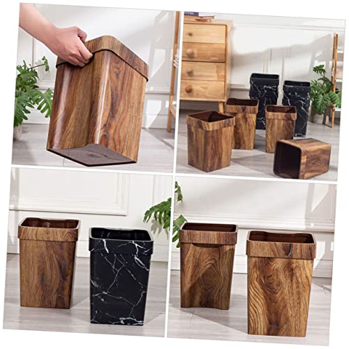 Zerodeko Garbage Waste Paper Rectangular Home Bin Household Square - Basket Office Room Kitchen Grain/Marble Coffee Container Plastic Imitation Bucket L Wastepaper Small Capacity Large