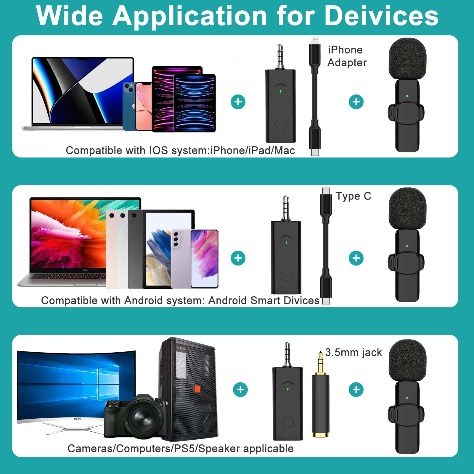 Professional Wireless Lavalier Microphone, Lapel Microphone Wireless for iPhone/Android/Camera, Lavalier Mic Plug and Play, Noise Cancelling Microphone for Video Recording - YouTube, TikTok Vlog