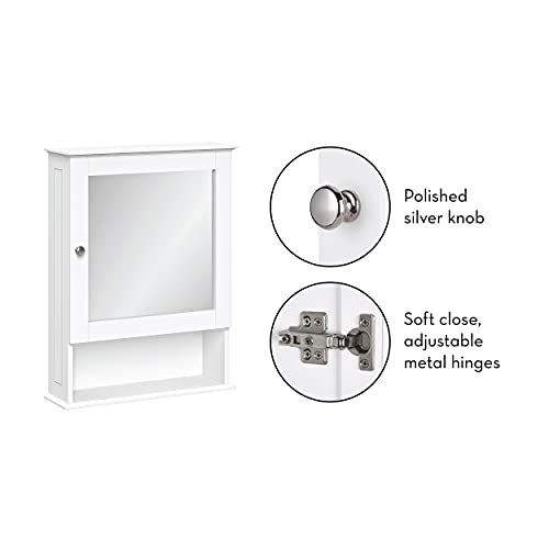 RiverRidge Ashland Mirror and Open Shelf, White Wall Cabinet, No Size
