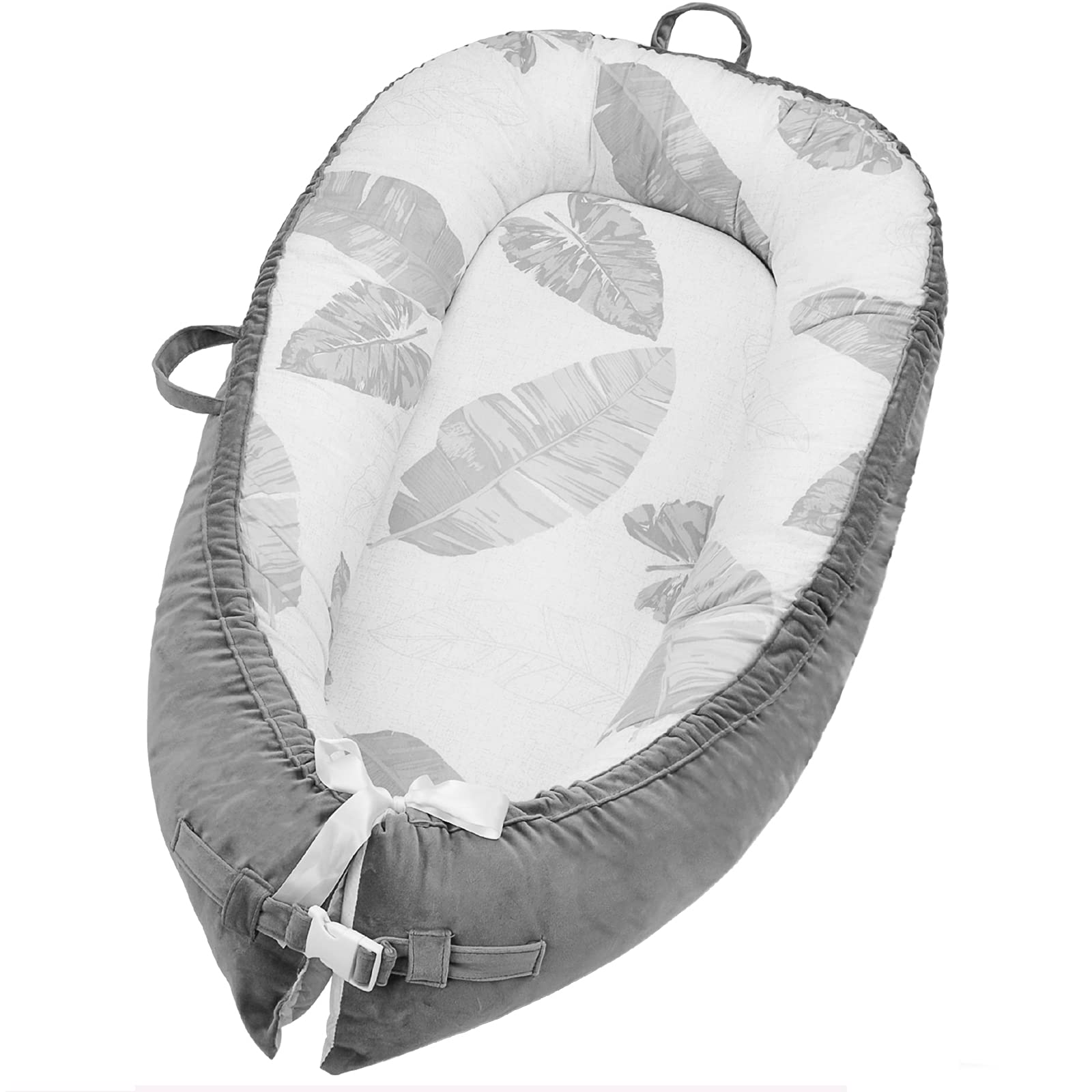 MPenguin Baby Lounger Baby Nest Cover for Newborn Nest Co Sleeping Bed Machine Washable, Adjustable Size, 37’’x21’’ (Leaf)