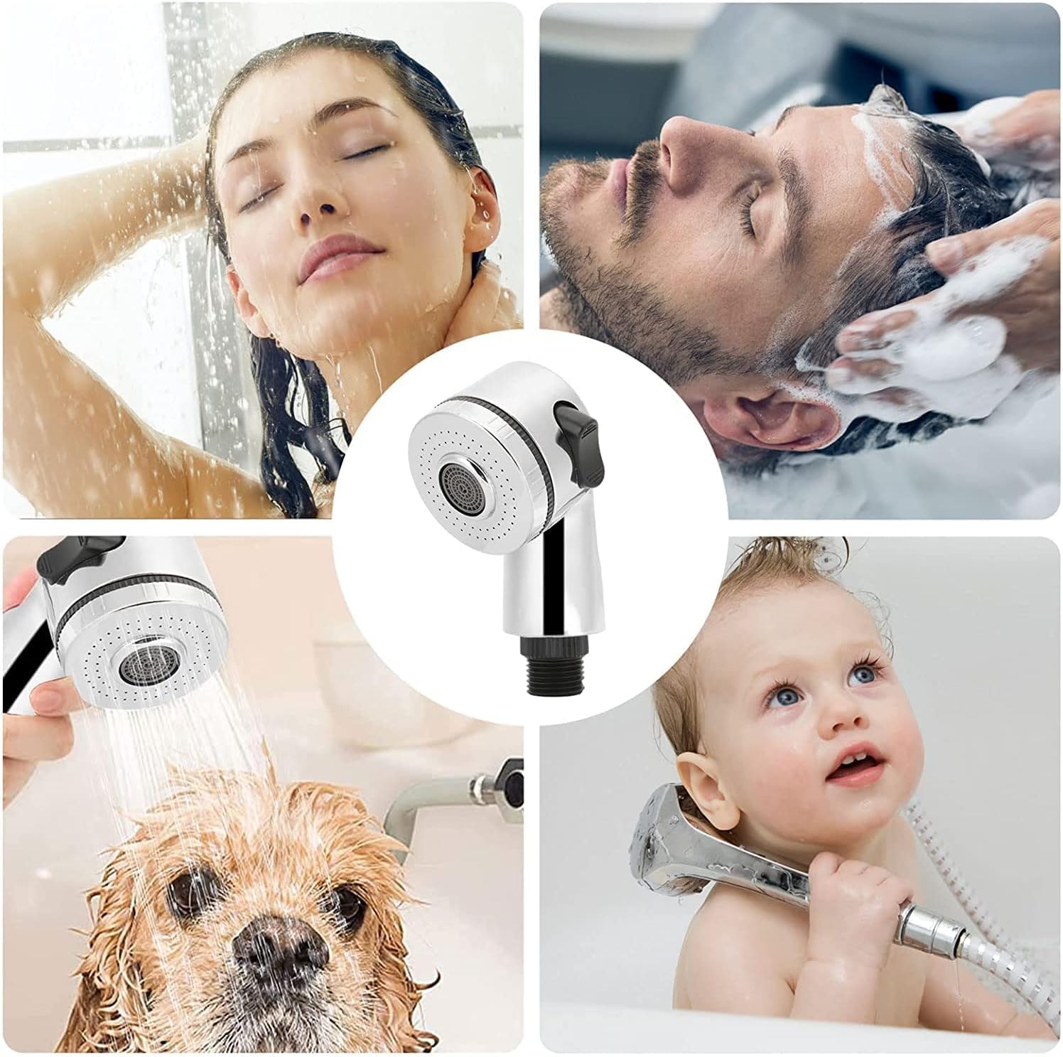 Sink Faucet Sprayer Attachment,Sprayer Head for Shampoo Bowl, Pedicure Spa, Salon,Side Control Button Sink Replacement Part for Hair Washing Dog Baby Shampoo Bath, Stainless Steel
