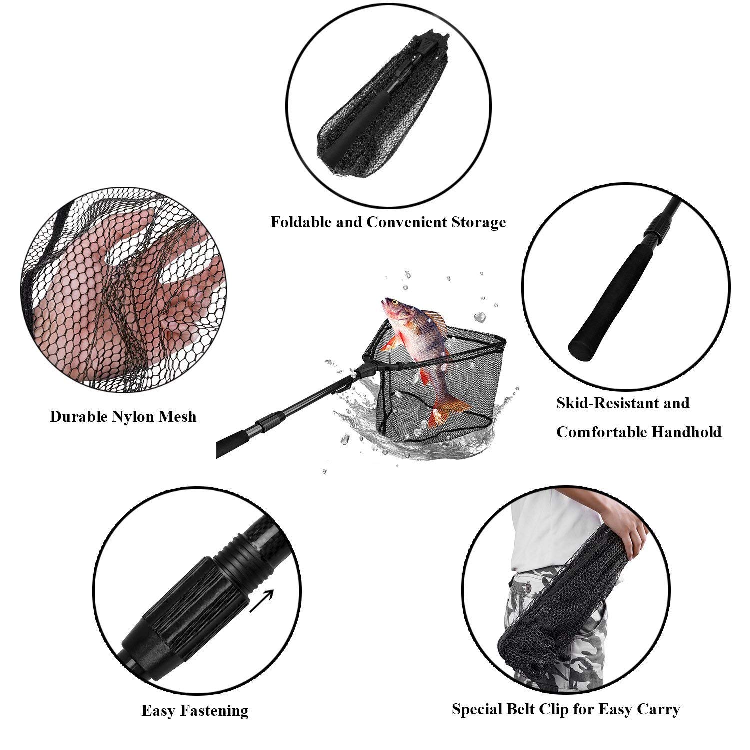 PLUSINNO Fishing Net Fish Landing Net, 263pcs Fishing Tackle Kit with Tackle Box