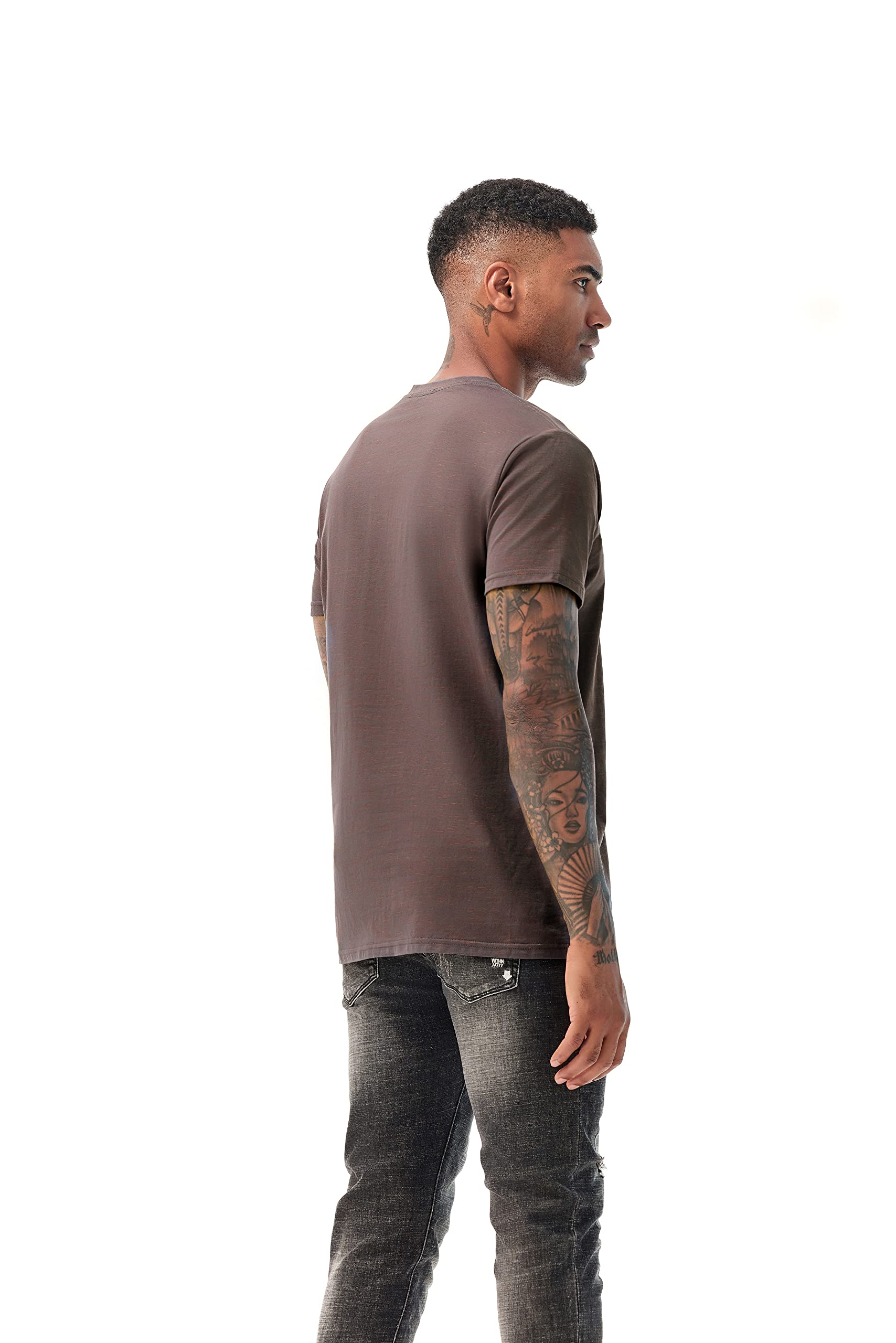 KLIEGOU Men's V Neck T Shirts - Casual Stylish Tees for Men Coffee XXXL