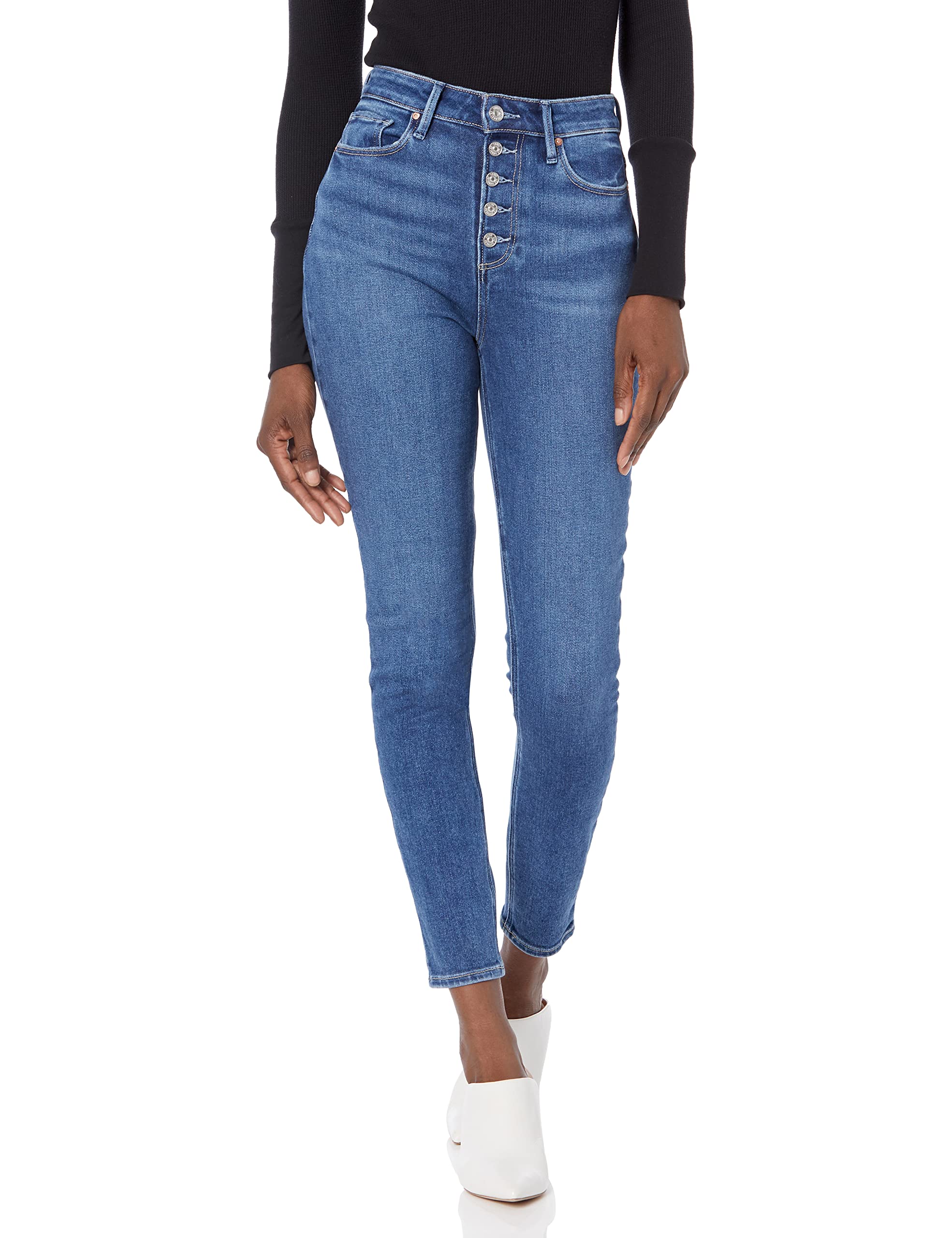 PAIGE Women's Flaunt Cheeky Exposed Button Fly Made for Hourglass Figures in Wonderwall, 32