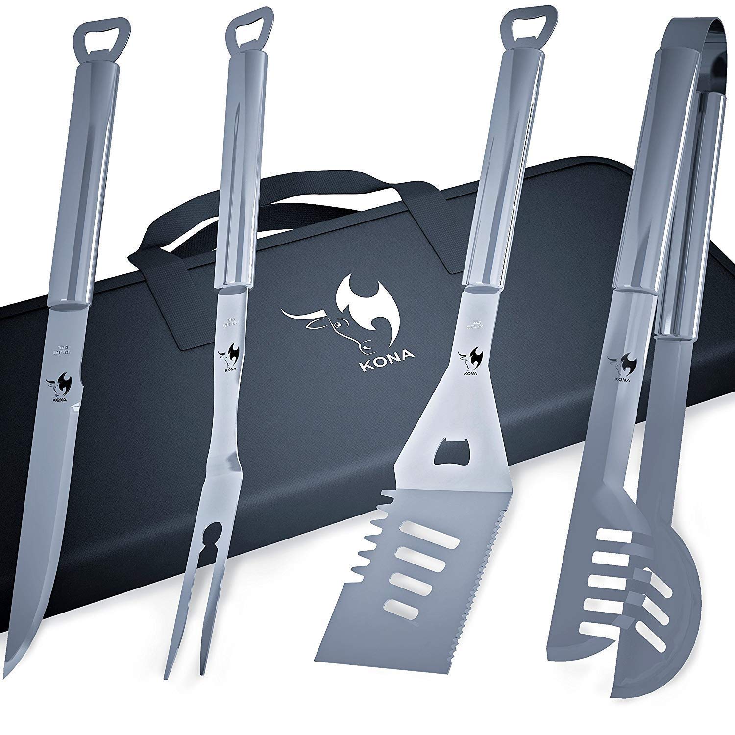 Kona Ultimate BBQ Grill Accessories Kit - All-in-One Outdoor Grilling Tools Set - Premium 18" Grill Tools & BBQ Utensils - Perfect Grill Set for BBQ Enthusiasts includes Instant Read Meat Thermometer