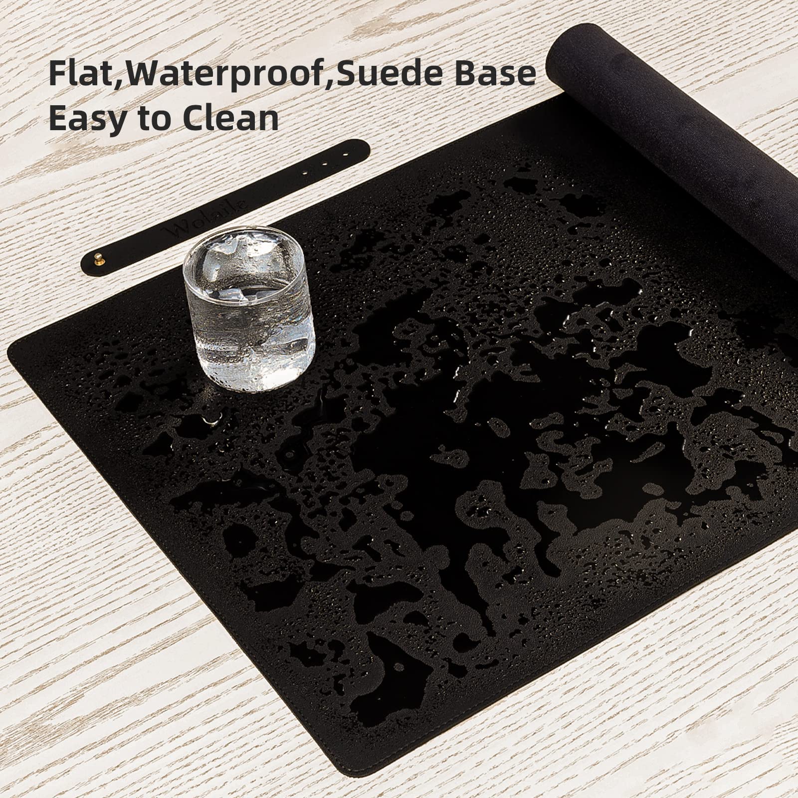 Leather Desk Pad,Wolaile 36x17 inch Large Mouse Pad,Waterproof Non-Slip Writing Desk Blotter,Computer Mat Desktop Protector for Office Home,Black
