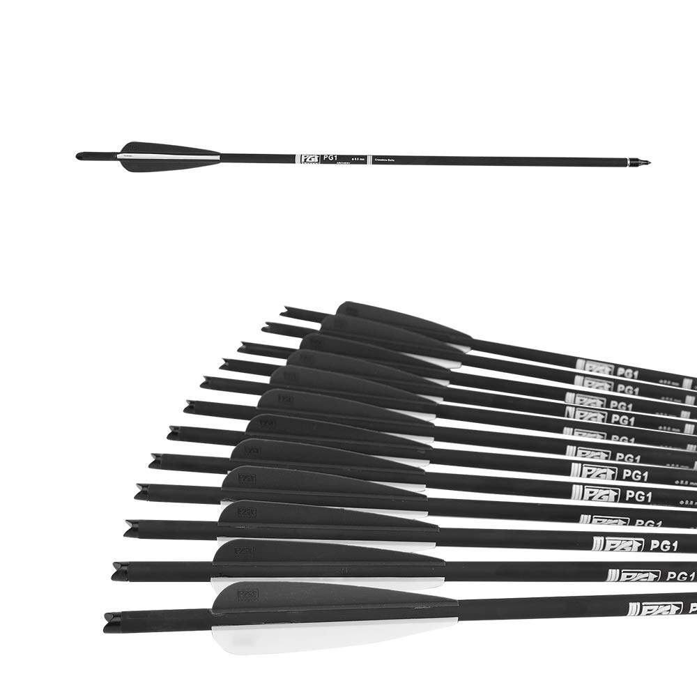 PG1ARCHERY Carbon Crossbolt 20 Inch Hunting Archery Arrows with Moon Nocks and Removable Tips (Pack of 12) (Red Black)