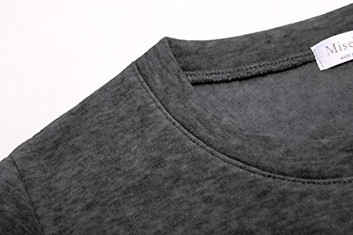 Miselon Womens Fleece Long Sweatshirts with Sleeves Round Neck Tunic Pullover Jumper (Dark Gray, Medium)