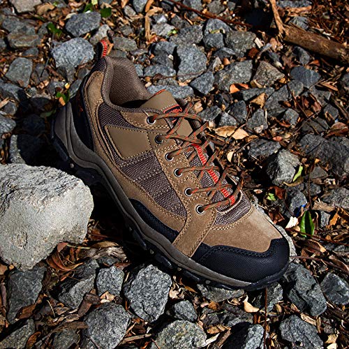Nord Trail Mt. Hunter Low II Hiking Boots for Men - Taupe & Orange Suede Boot - 9.5
