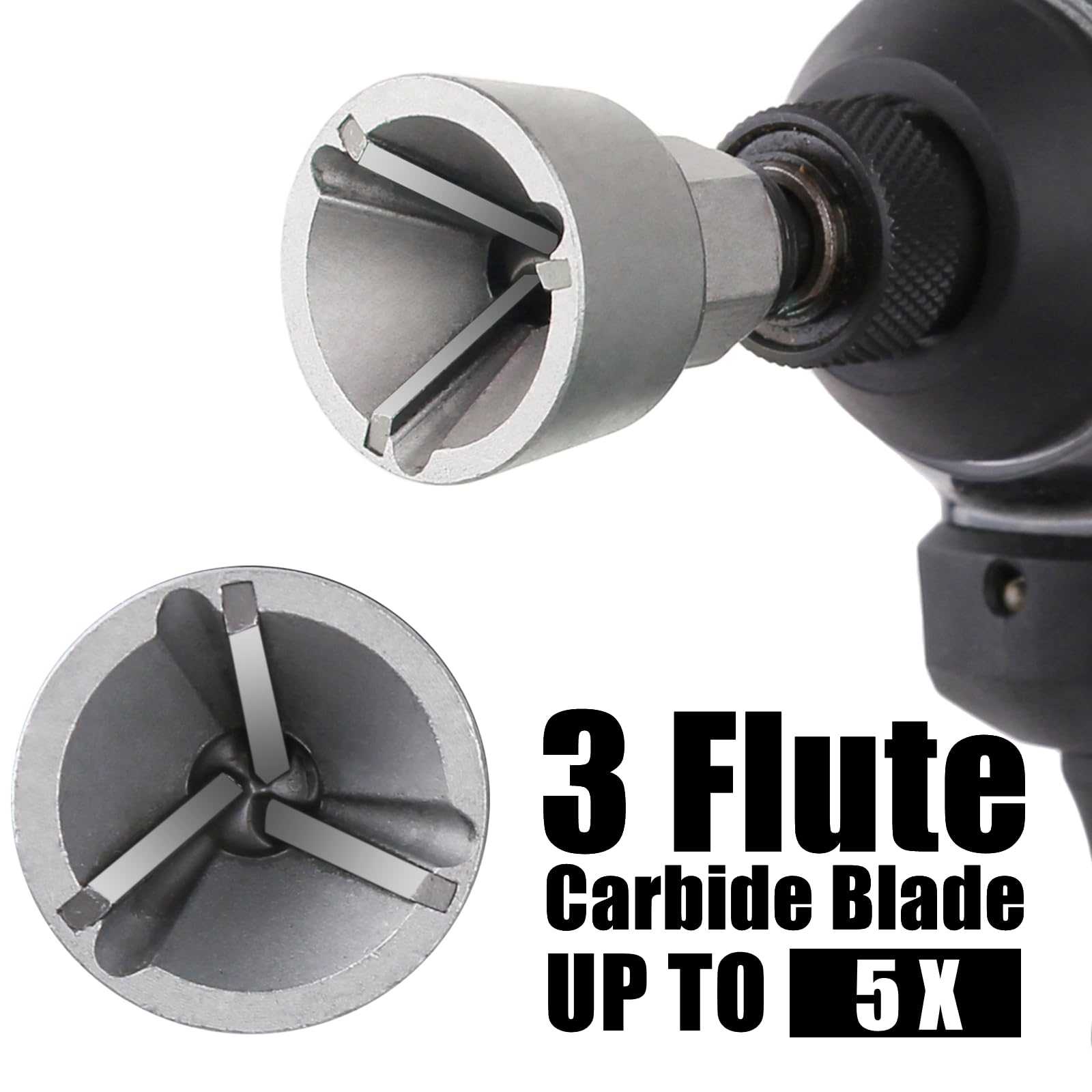 Vearter External Chamfer Drill Bit Deburring Tool with 3 Flute Carbide Blades for Metal Steel, Removal Burr Tools Quick Release Shank Fits 1/8" (3mm) to 3/4" (19mm)