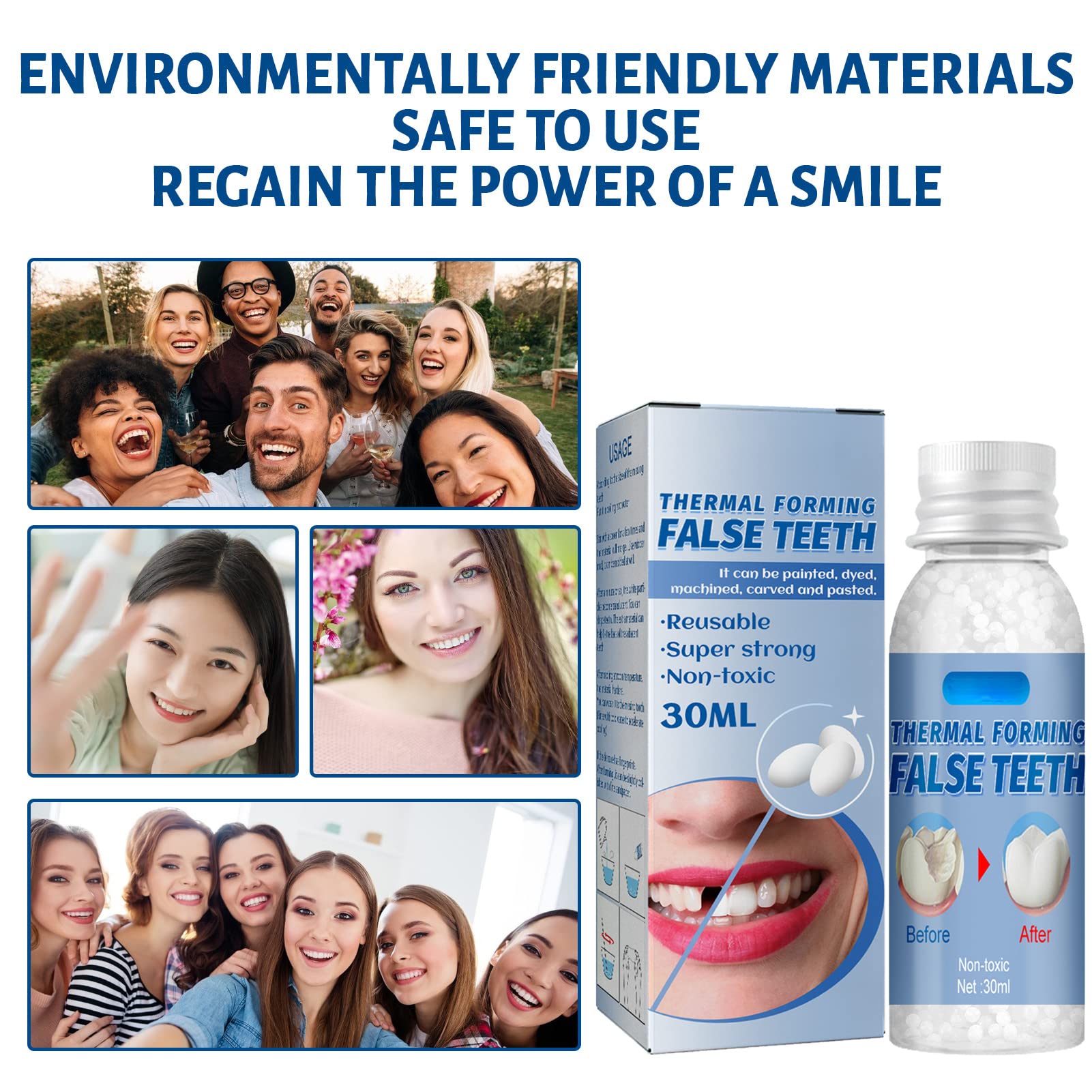 Tooth Repair Kit, Tooth Repair Granules, Nano-Molecule Teeth Filler Glue, Temporary Tooth Filling Kit for Temporary Restoration of Missing & Broken Teeth (2PC)
