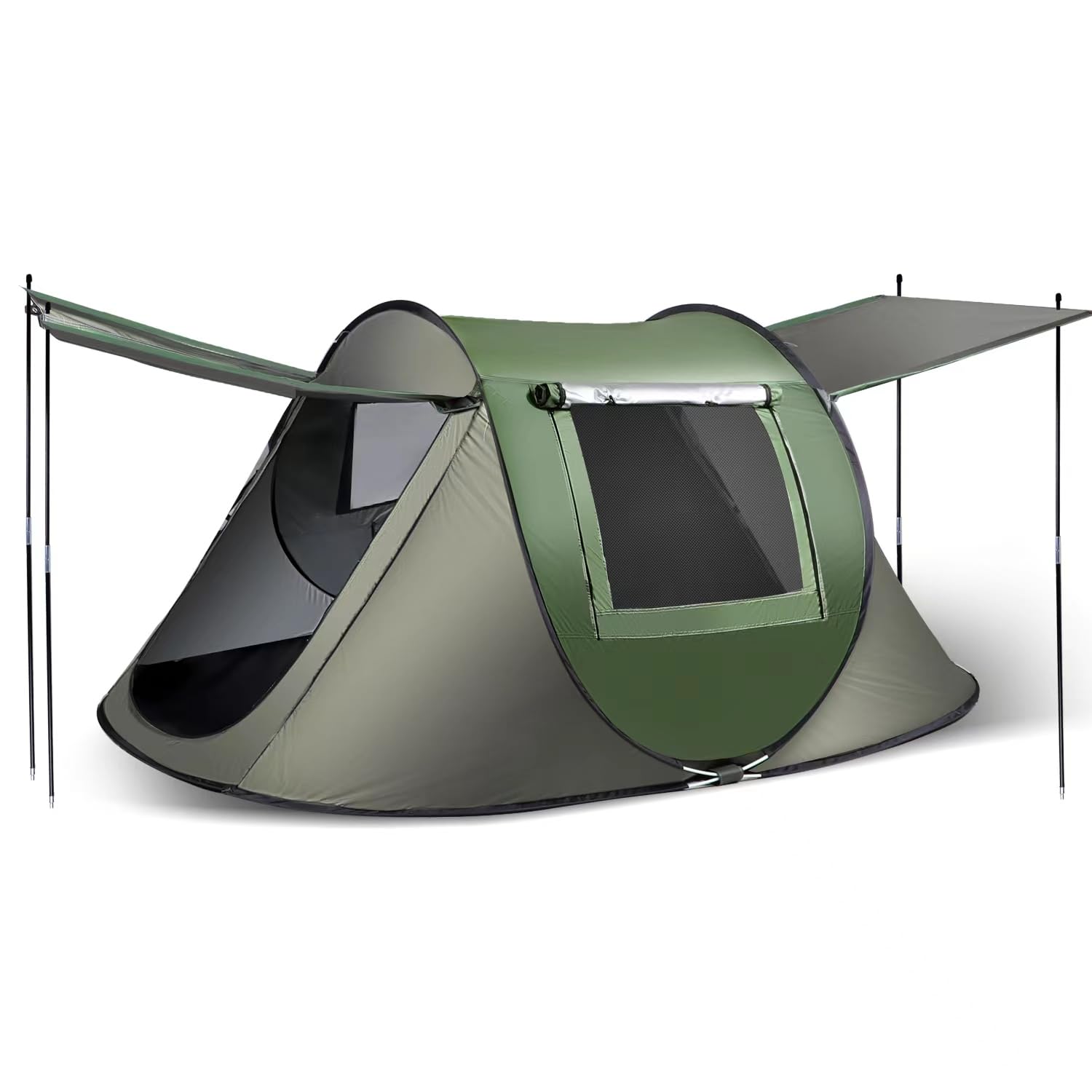 RealPero Instant Pop Up Tent, Automatic Easy Setup Outdoor Waterproof Windproof Family Tent, Upgraded 2 Doors Vestibule Sun Shelter for 2/3 People Outdoor Camping,Travelling,Hiking, Beach,Green