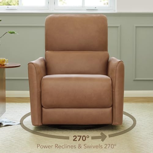 KISLOT Power Recliner Chair Nursery Swivel Glider Rocker Oversized Upholstered Sofa with Headrest USB Charging Ports for Living Room, 34''W, Dark Brown