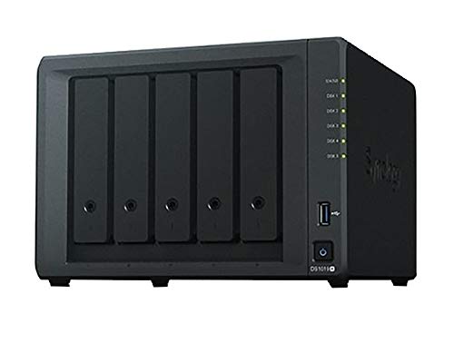 Synology DiskStation DS1019+ iSCSI NAS Server with Intel Celeron Up to 2.3GHz CPU, 8GB Memory, 20TB HDD Storage, DSM Operating System