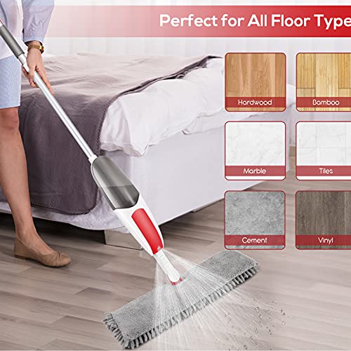 Spray Mop Double-Sided for Floor Cleaning,Wet and Dry Mop with 3 Microfiber Mop Pads and 550ML Refillable Bottle, Suitable for Tile Laminate Hardwood Floor Cleaning-Send 1 Scraper