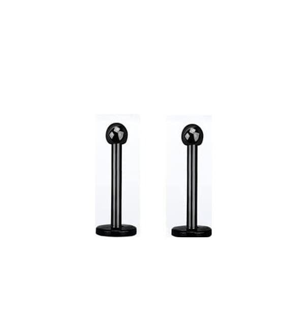 PAIR 16G BLACK STEEL 2MM BALL INTERNALLY THREADED LABRETS HELIX TRAGUS LIP RINGS Style 88888-197