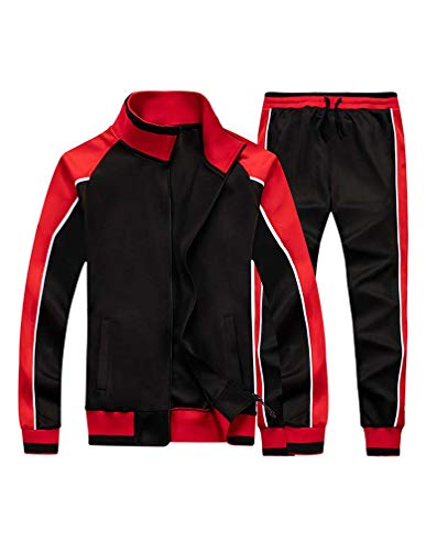 Litteking Men's Tracksuits Sweat Suit Casual Long Sleeve 2 Piece Outfit Sports Jogging Suits Set Black L