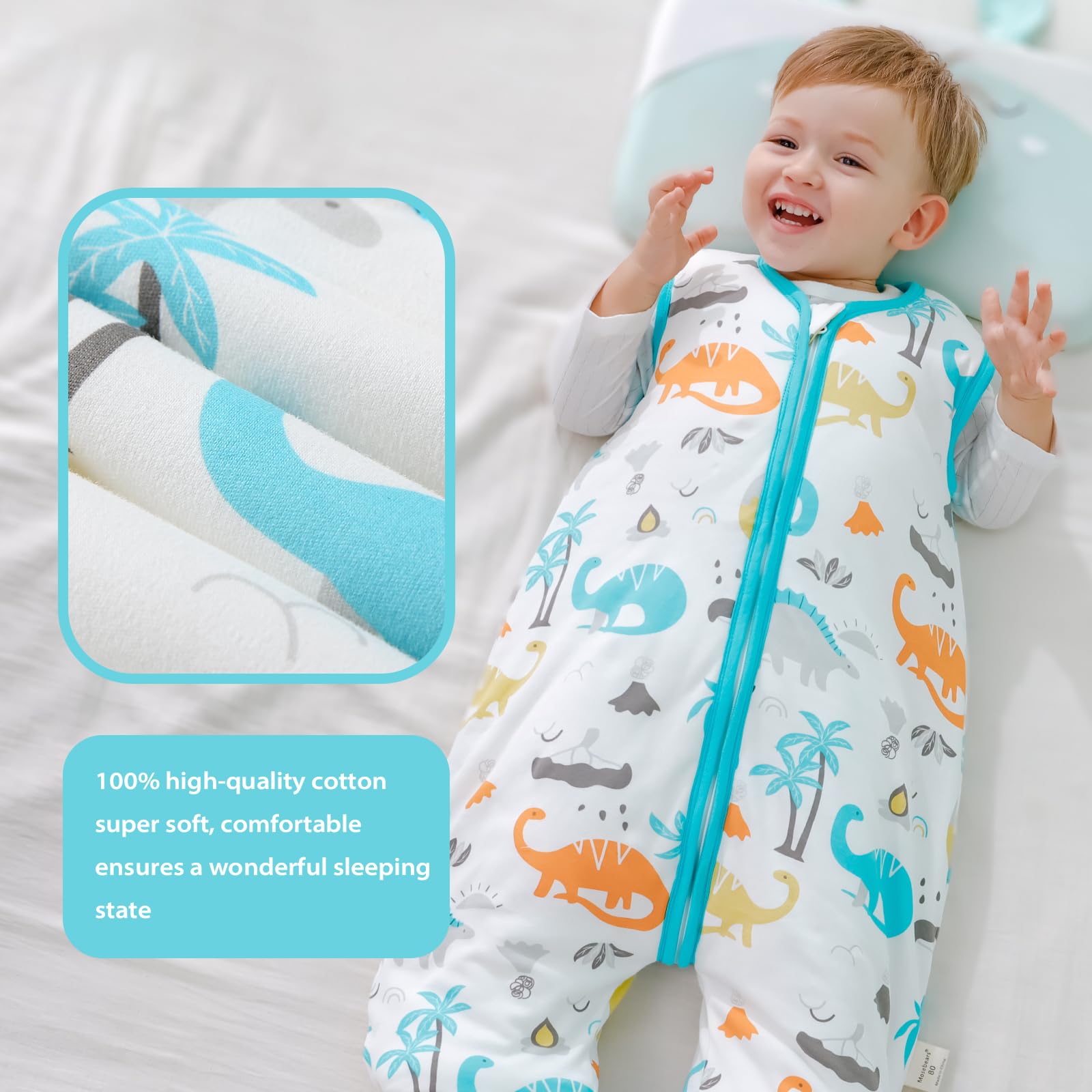 Mosebears Baby Sleep Sack with Feet,Baby Winter Sleep Sack for Toddler Thicken 2.5 TOG (3-4T Years, Baby height 38-42 inches)