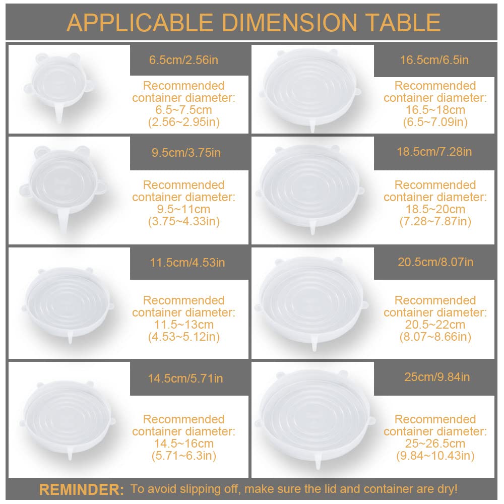 LELE LIFE 4 Pack Same Size Silicone Stretch Lids, Thicker Reusable Sturdy Silicone Container Cover, Expandable Food Storage Covers, Dishwasher and Freezer Safe, 5.71in(14.5cm)