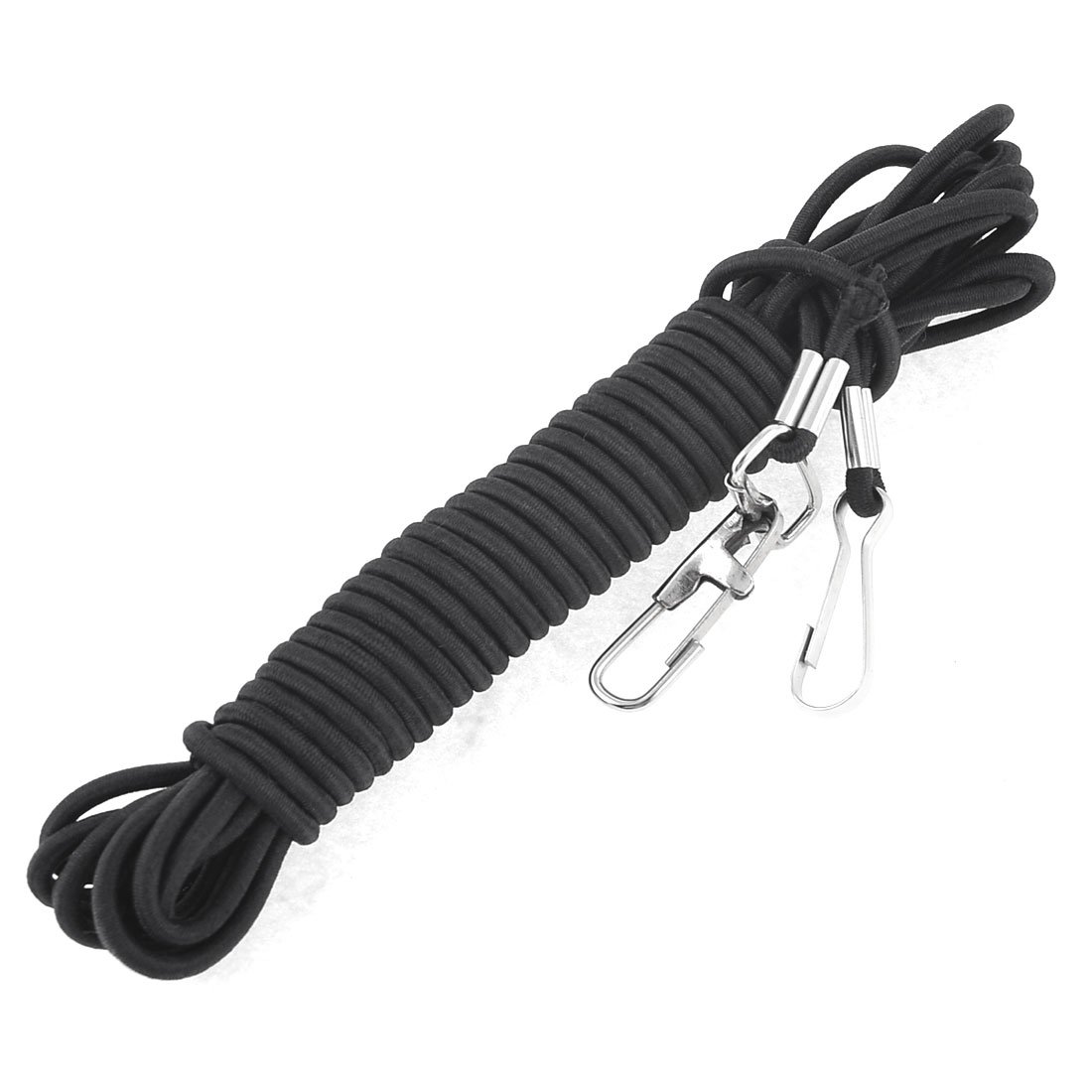 Qtqgoitem Metal Clip Hook Elastic Fishing Rod Safety Line Cable Rope Black 5 Meter (model: f30 084 a9a 4ce d4f)