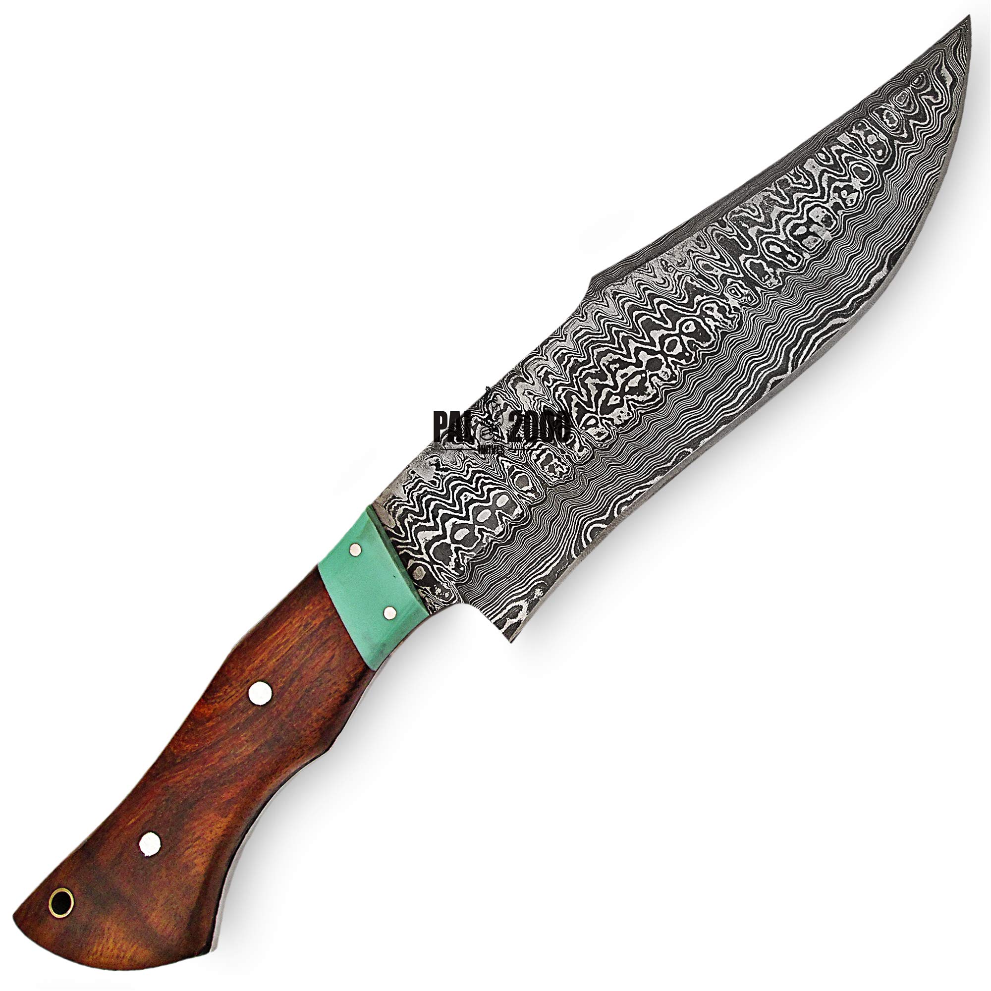 PAL 2000 HUNTING KNIVES Ssat 9902 Handmade Damascus Steel Custom Knife Solid Rose Wood Handle Knife With Sheath