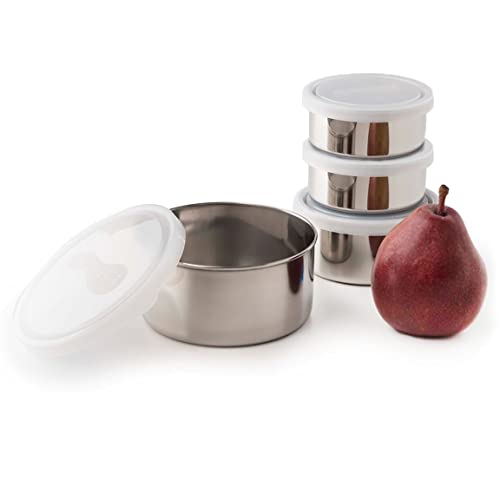 U Konserve Stainless Steel Food-Storage Set With Clear Airtight Lids, Dishwasher Safe, Bento Box Lunch Containers BPA Free (Set of 4)
