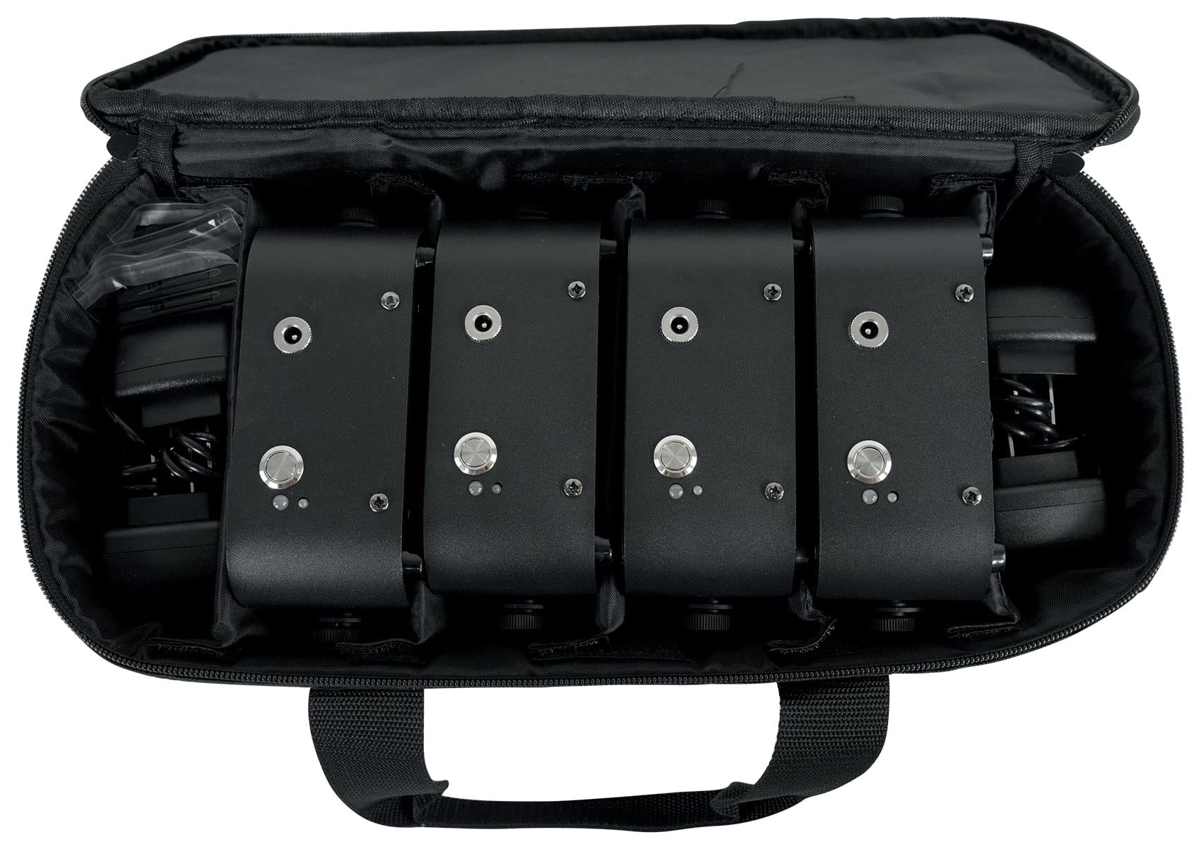 Rockville 4 Pack Mini RF4 Black DJ/Party Wash Up Lights+Bag+RF Remotes+Wireless DMX