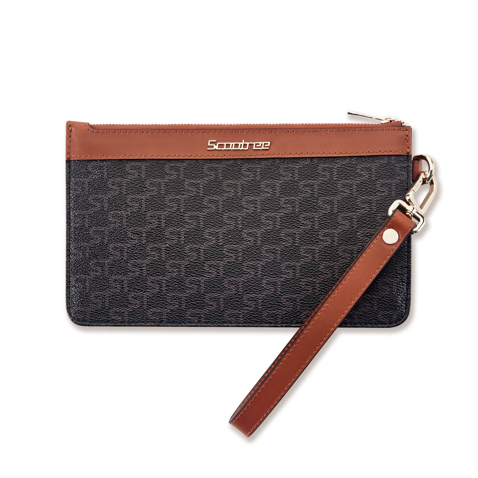 Scootree Print Canvas and Leather Wallets for Women Slim with Zipper