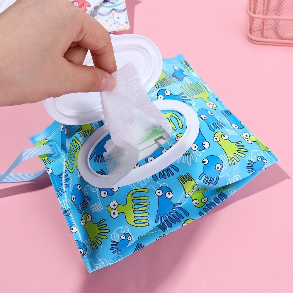 Wet Wipes Box Cute Clamshell Wipes Case Reusable Travel Refillable Portable Wipes Container(2)