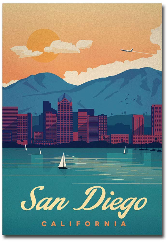San Diego Vintage Travel Art Refrigerator Magnet Size 2.5" x 3.5"