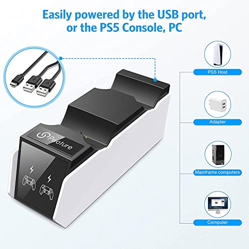 PS5 Controller Charger Station, PS5 Charging Station Dual Charger Docking Station Compatible with Playstation 5 PS5 with LED Indicators- Fast Charging 5V/2A Cable Included