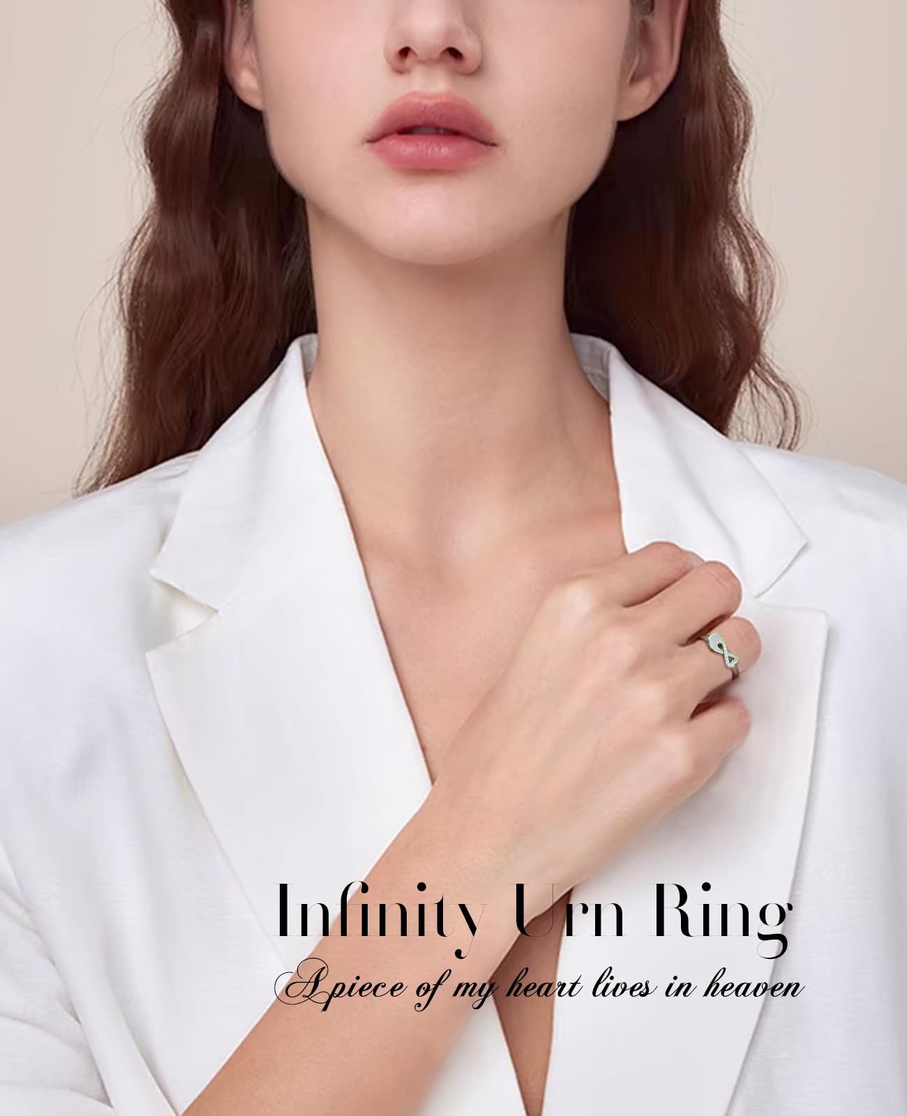 Ladytree Sterling Silver Forever In My Heart Infinity Mini Ring Hold Loved Ones Ashes Cremation Urn Ring for Women Finger Ring Memorial Jewelry (Infinity, 9)