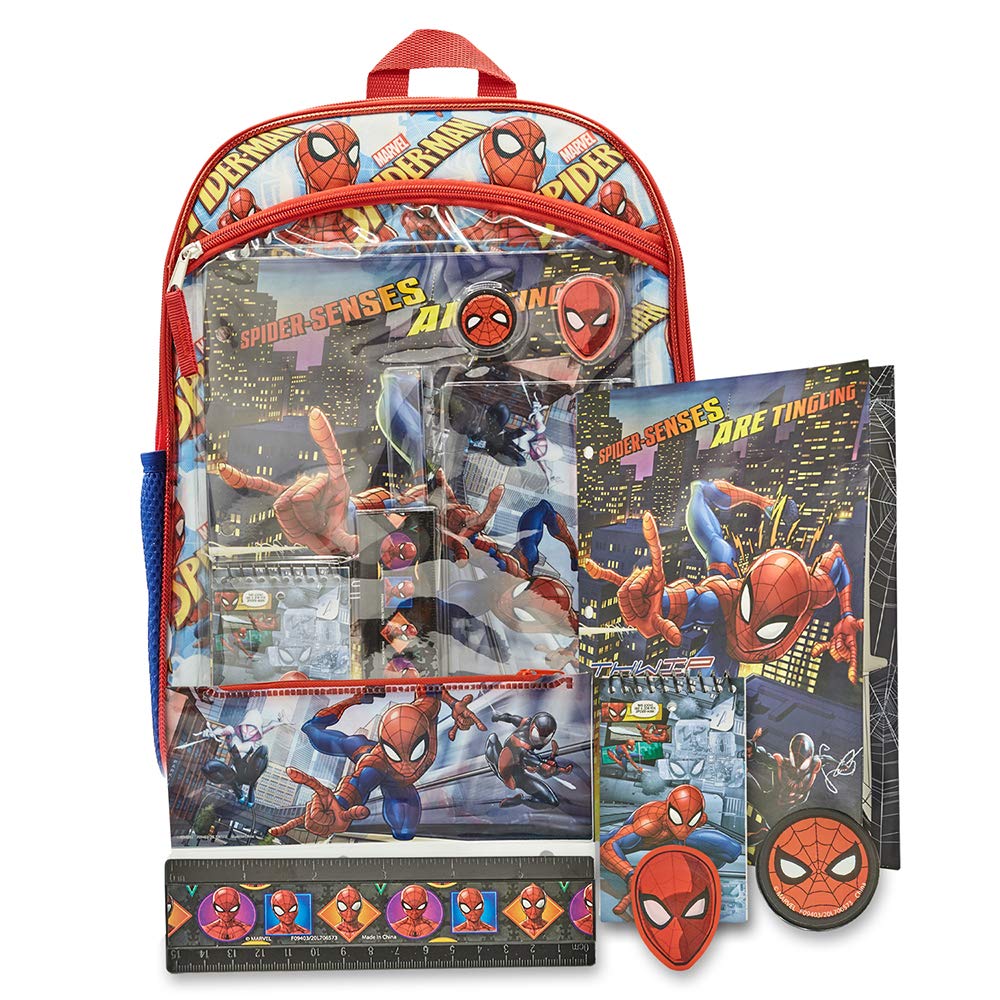 Marvel Spiderman Backpack Combo Set - Spiderman Boys Piece Backpack and Stationary Set