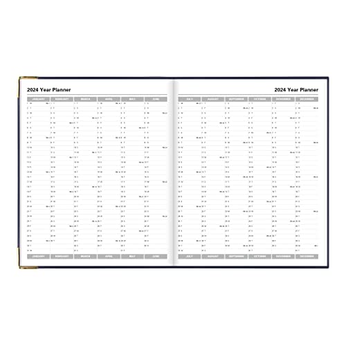 Letts of London Classic Weekly Planner, 12 Months, January to December, 2024, Appointments, Gold Corners, Quarto Size, 10.25" x 8.25", Blue (C32YBE-24)