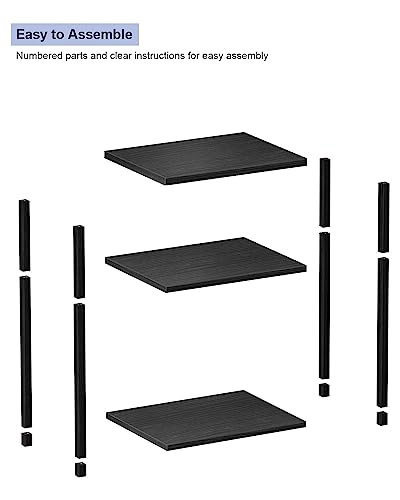 WOODYNLUX Nightstand Side Table, End Table with Shelves, Tall Bedside Table, Night Stand Accent Table for Living Room, Bedroom, Black.