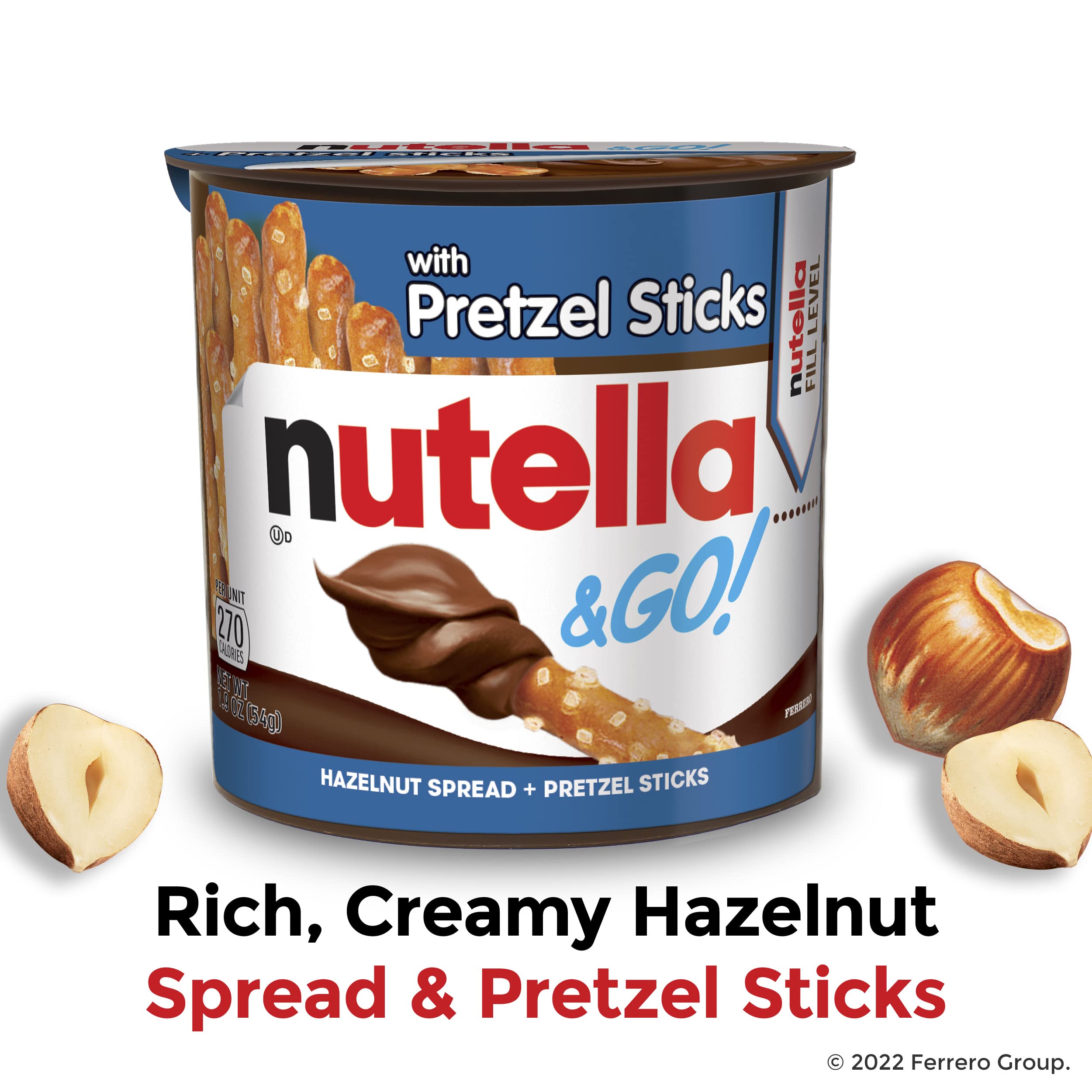 Nutella & GO! Bulk 12 Pack, Hazelnut And Cocoa Spread With Pretzel Sticks, Snack Cups, 1.9 Oz Each