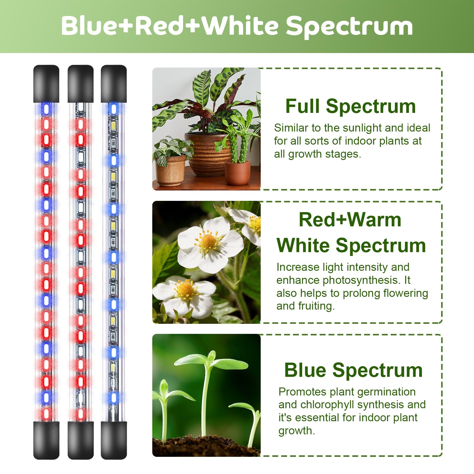 Shyineyou Grows Lights for Indoor Plants Full Spectrum, Plant Light for Indoor Plant with 3/9/12H Timer, 3 Switch Modes, Dimmable Plant Grow Light