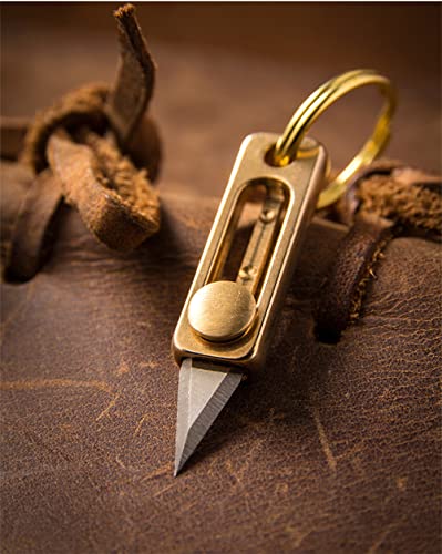 SZHOWORLD Ultra Small Brass Utility Knife, EDC Tiny Knife Box Opener with Stainless Steel Blade,Ultra Portable and Compact
