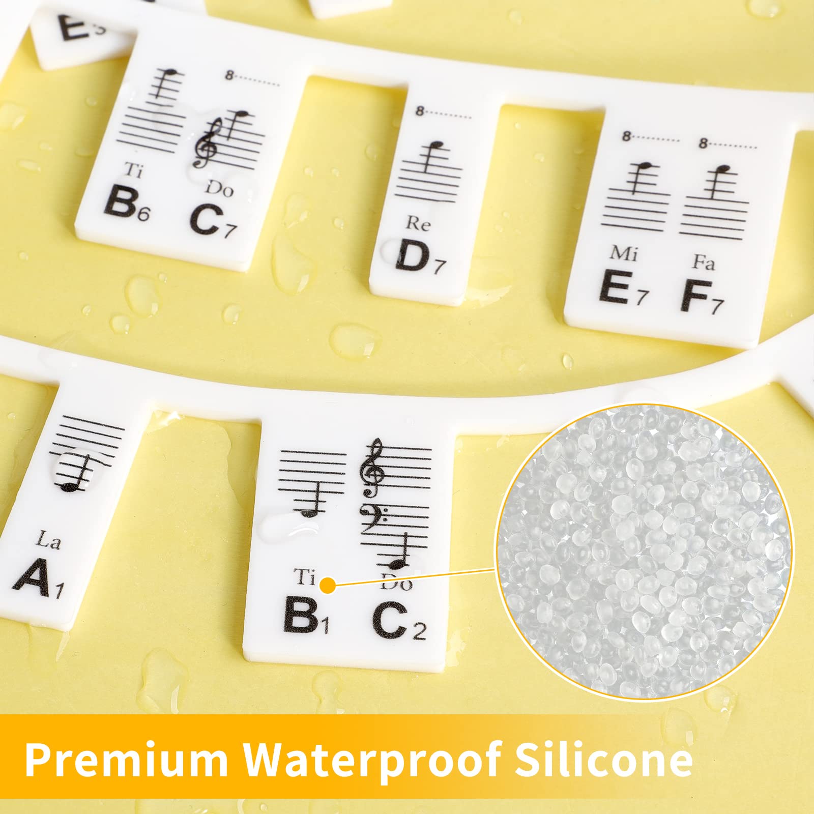 Piano Keyboard Stickers Alternative, DELLAN Silicone Removable Piano Keyboard Note Labels for Beginners and Kids, 88-Key Piano Accessories (Black)