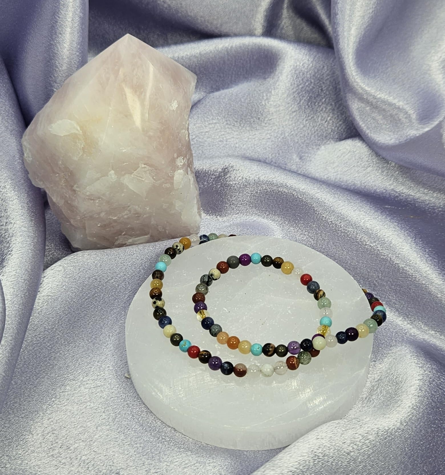 Rainbow Chakra Beaded Gemstone Necklace, Mixed Gemstone Choker, Real Gemstones, Crystal Beaded Choker Necklace, Layering Necklace, Gift for Her Blue 16 Inches