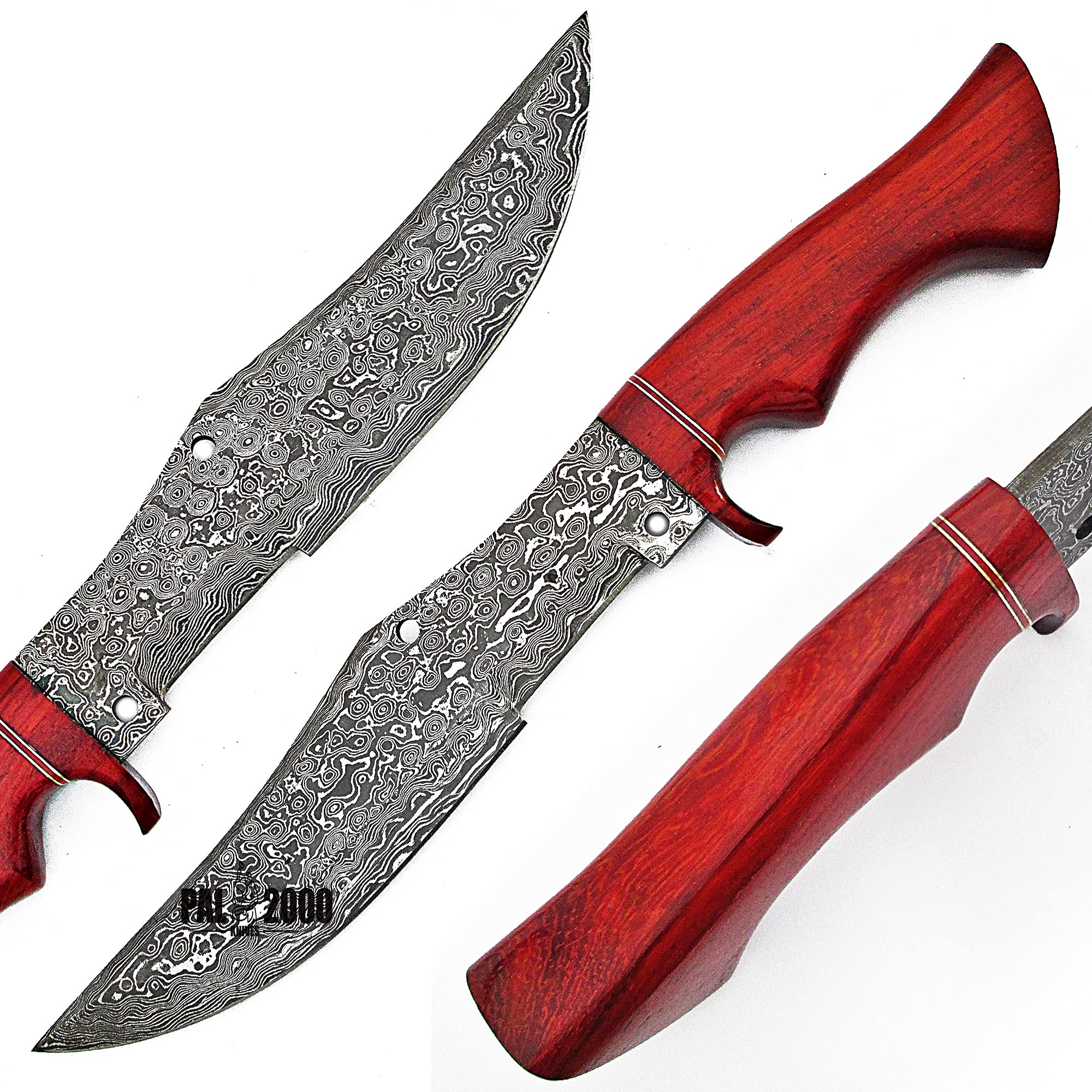 PAL 2000 HUNTING KNIVES Custom Handmade Damascus Steel Knife 14 Inch Color Wood Handle Raindrop pattern Blade with sheath, Sspo-9961