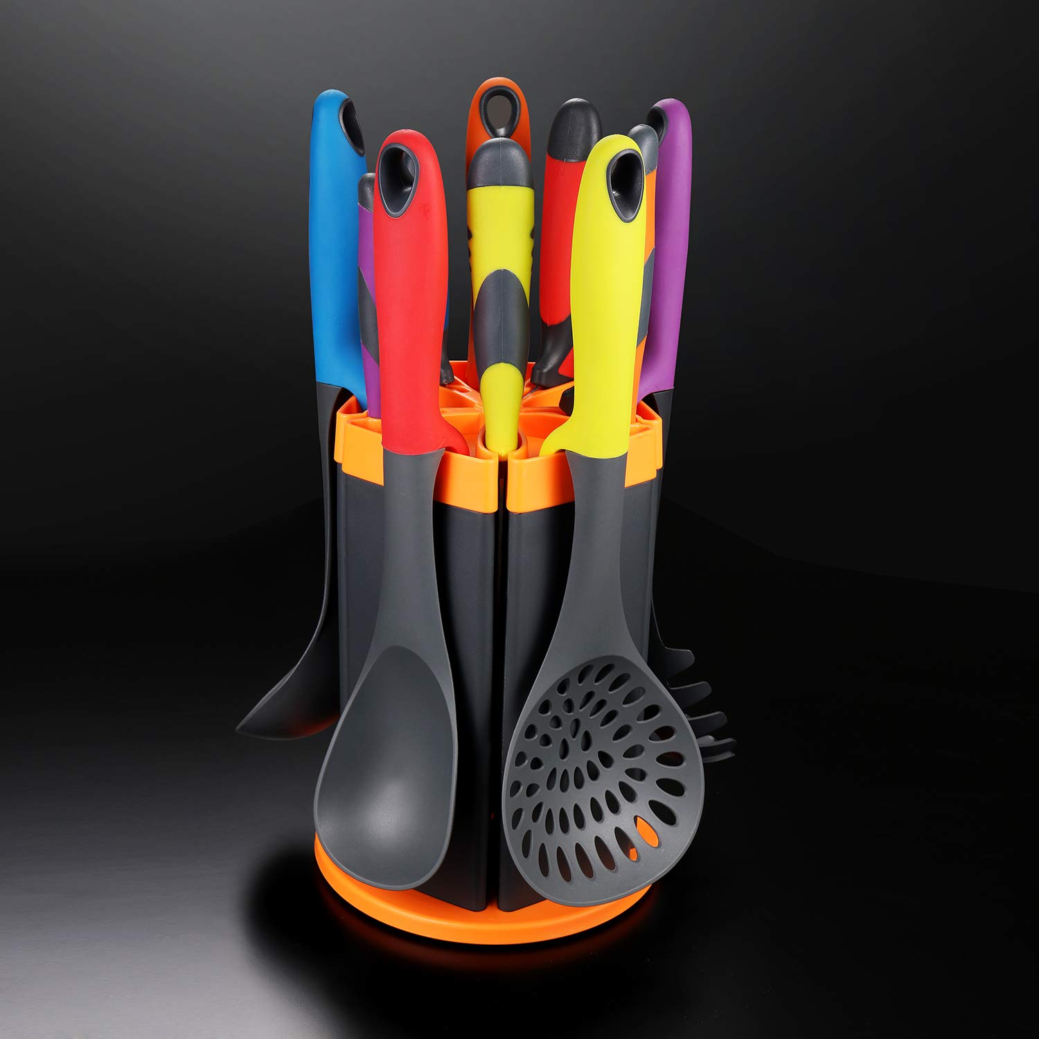 Kitchen Utensil Set - 10 PCS Silicone Kitchen Cooking Utensils Set - Rose Gold Stainless Steel Handle Kitchen Gadgets Set for Nonstick Cookware - BPA Free-Kitchen Tool Set With Holder (11pcs)