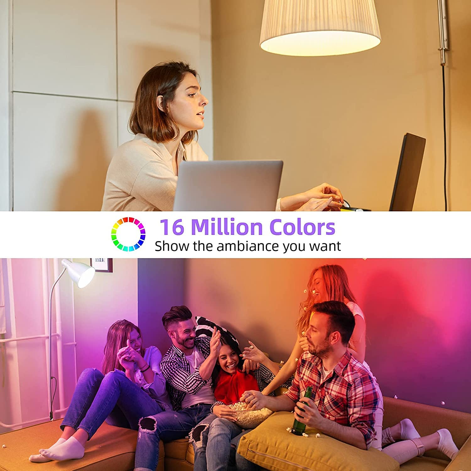 marctronic Smart Light Bulbs 6 Pack,Alexa Light Bulbs,Color Changing Dimmable Smart LED Bulbs RGBCW WiFi Light Bulb Work with Alexa Google Home,A19 Soft White (2700K), 600LM 60W Equivalent