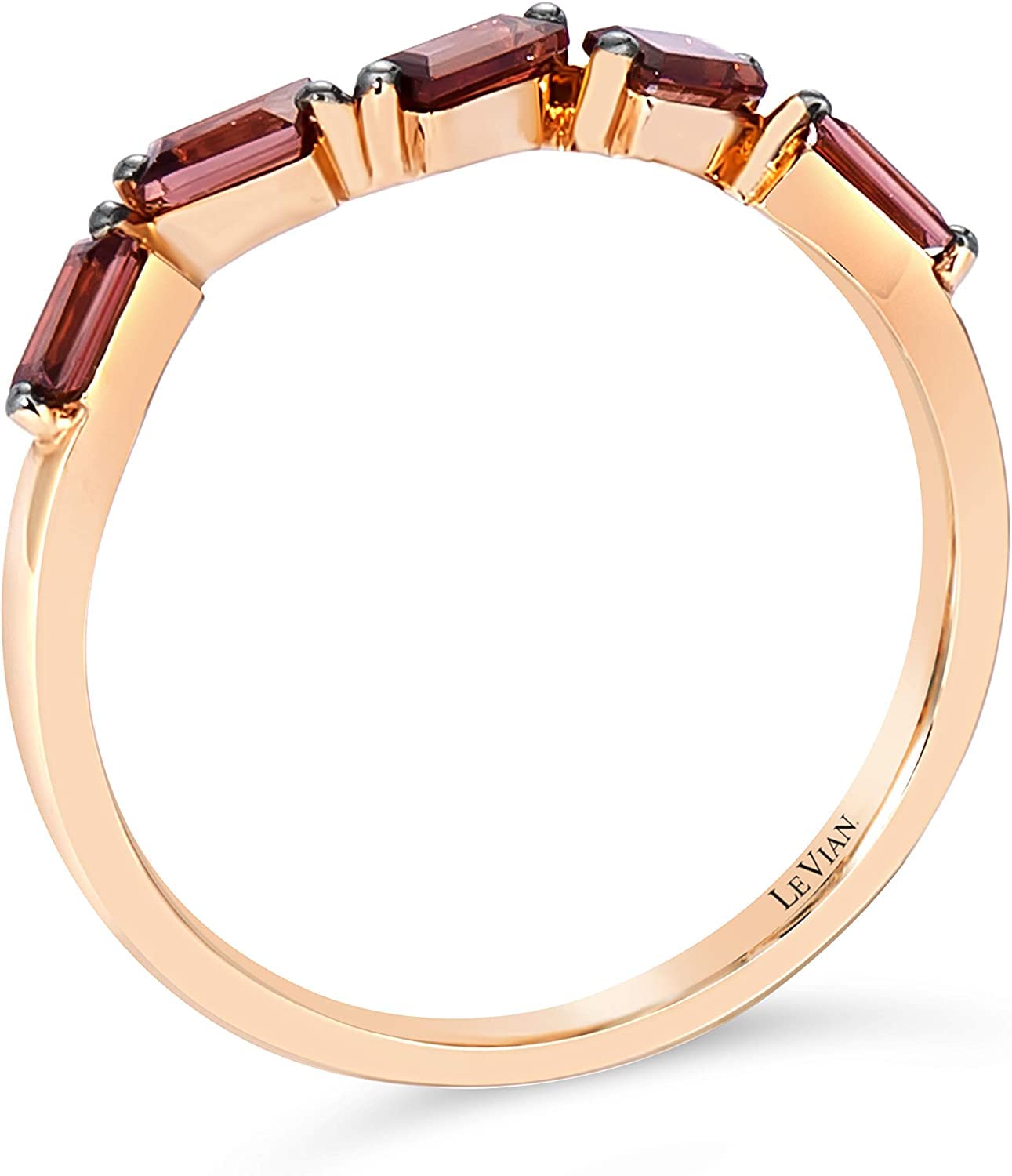 LE VIAN Baguette Cut Red Garnet Zig Zag Band Ring for Women in 14k Rose Gold Choice of Gem Promise Anniversary Ring Size 8