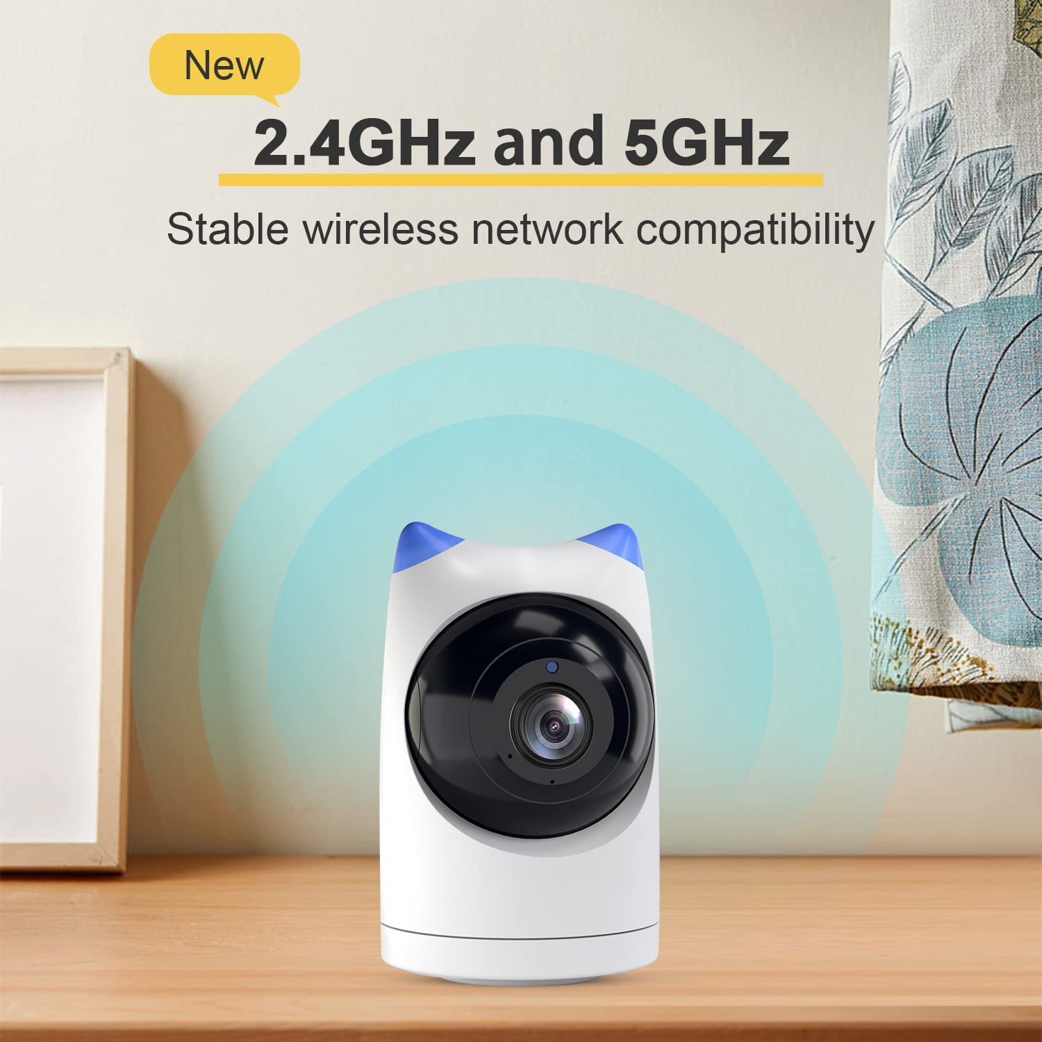 Sibosz Wireless 5G Security Camera, 360° 2MP Cute Home Surveillance Camera for Baby Pet Monitor Dual Band 5/2.4GHz WiFi with Night Vision Motion Detection 2 Way Audio Support Local/Cloud Storage