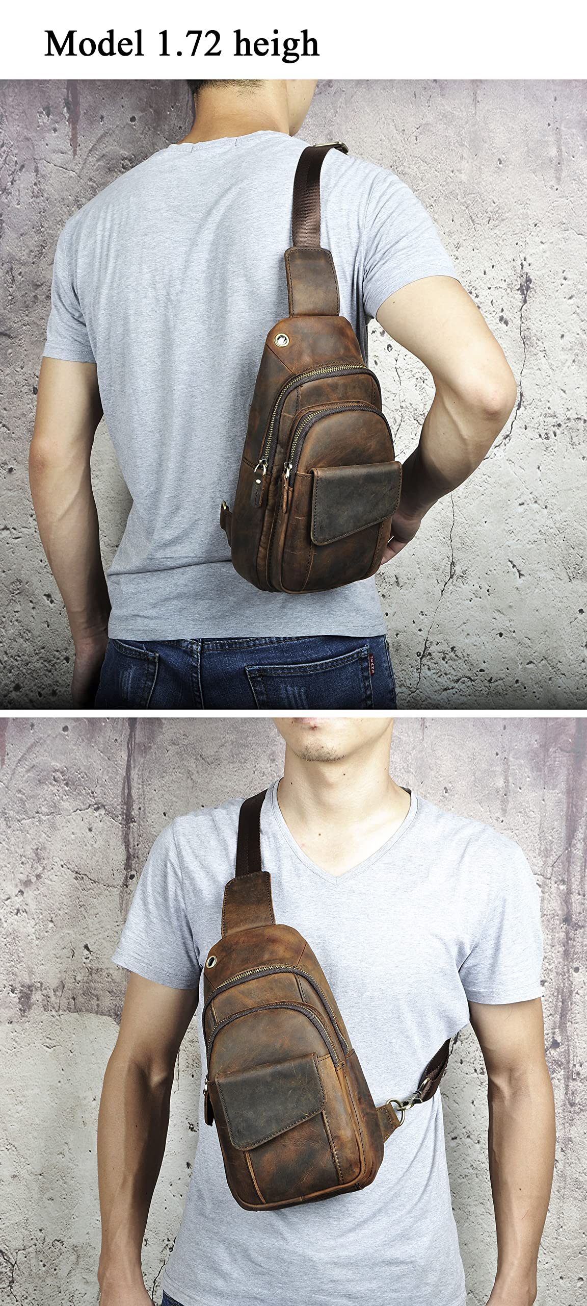 Le'aokuu Men Outdoor Casual Travel Hiking Tea Crossbody Chest Sling Bag Rig One Shoulder Strap Bag Backpack (E 8013 Small Size Silver)