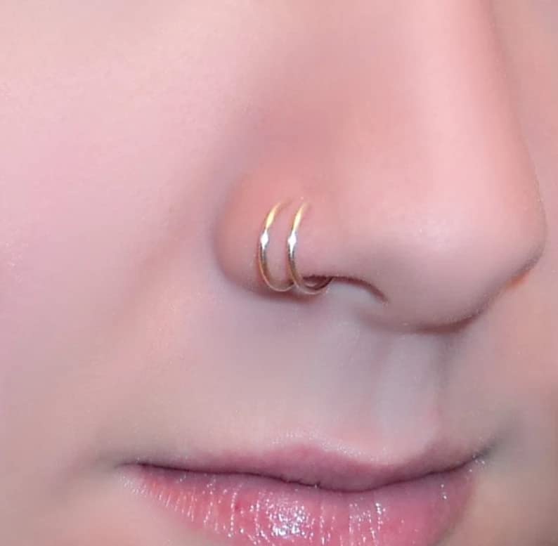 QWALIT Fake Septum Nose Rings for Women, Fake Nose Piercing Hoop, Stud, Helix Earring