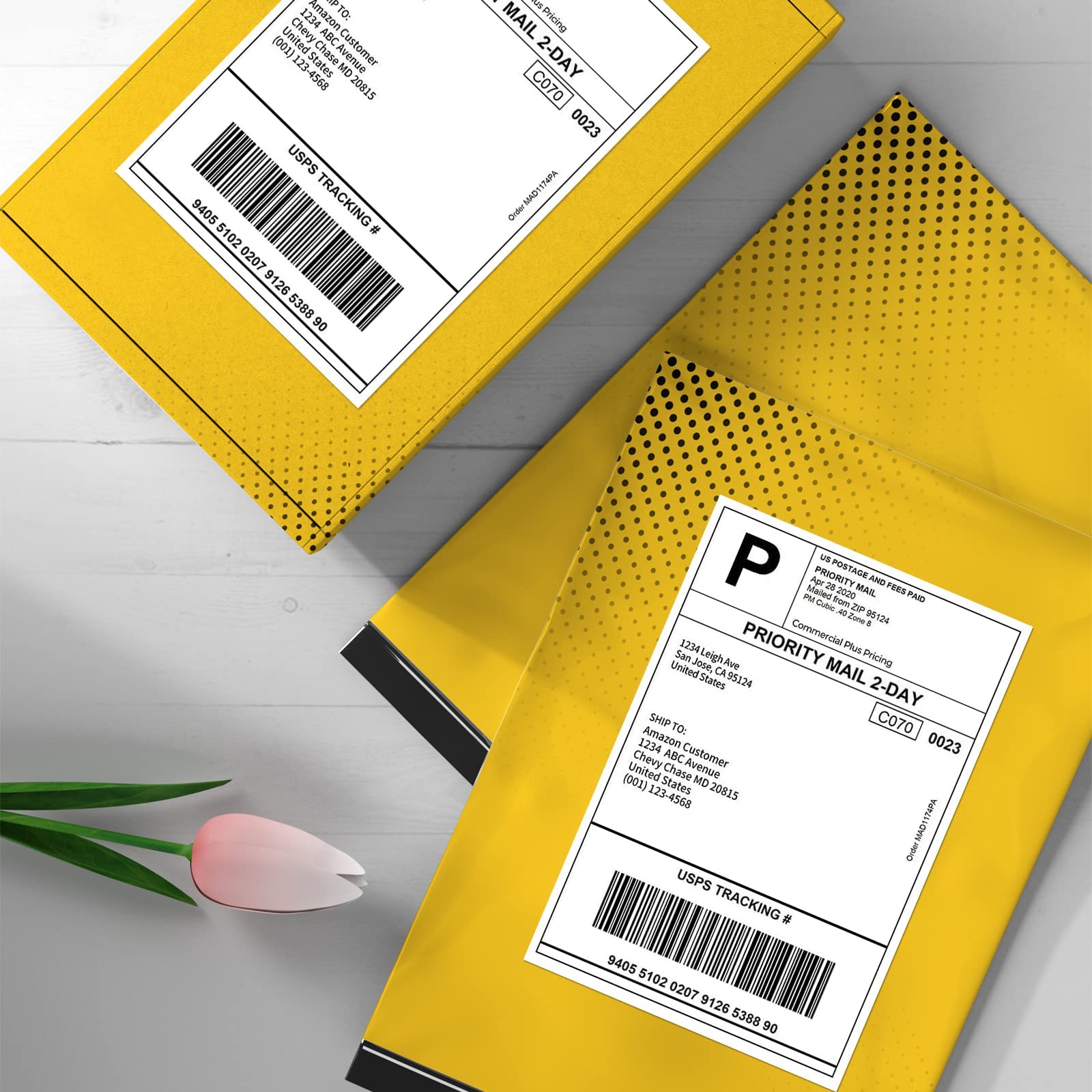LabelMore 4x6 Thermal Shipping Labels, 2000 Fanfold Thermal Printer Labels with Perforations, White Mailing Postage Labels Compatible with Rollo, Zebra Thermal Printer, Smoothly Printing