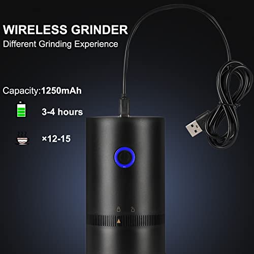 PARACITY Coffee Grinder Electric Burr, Small Cordless Coffee Grinder Mini with Multi Grind Setting, Portable Coffee Bean Grinder Automatic for Camping/Drip/Espresso/Pour Over French Press, USB